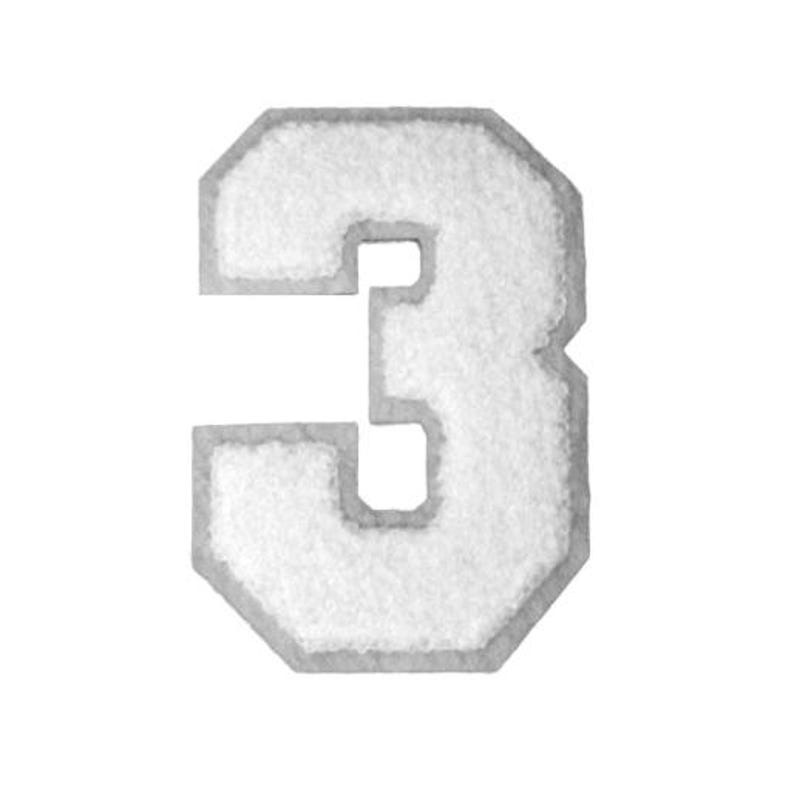 White Varsity Number on White Chenille Iron-on Patch - Etsy