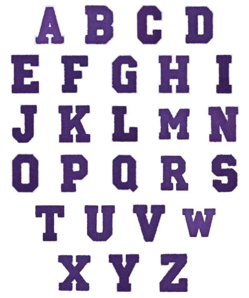 Purple Varsity Alphabet Letters Chenille Iron-on Patch - Etsy