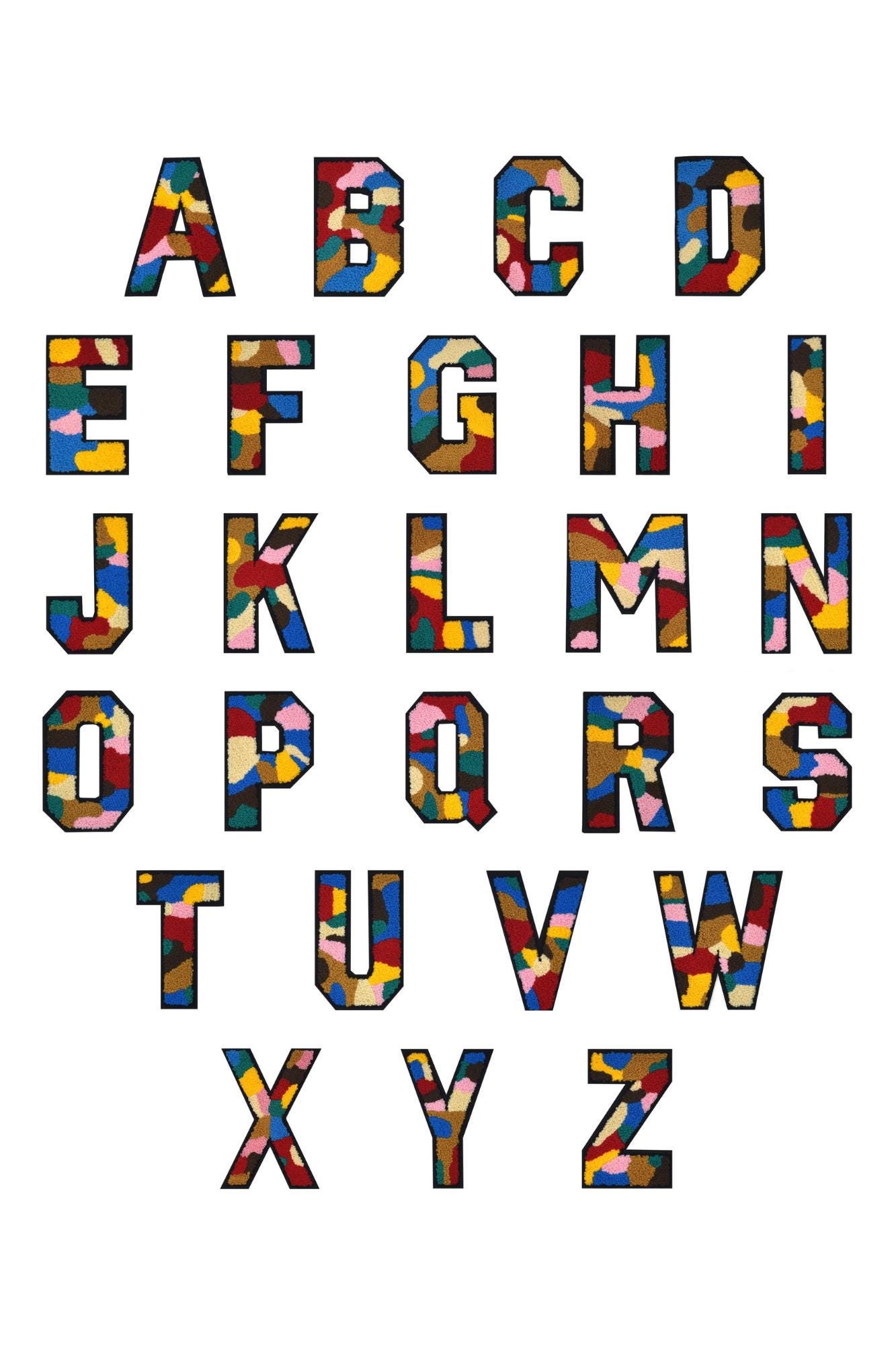 Multi-color Varsity Alphabet Letters Chenille Iron-on Patch - Etsy