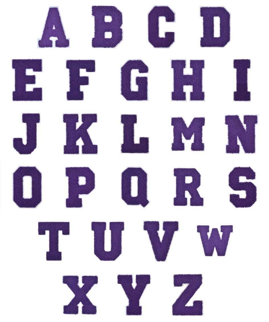 Purple Varsity Alphabet Letters Chenille Iron-on Patch - Etsy