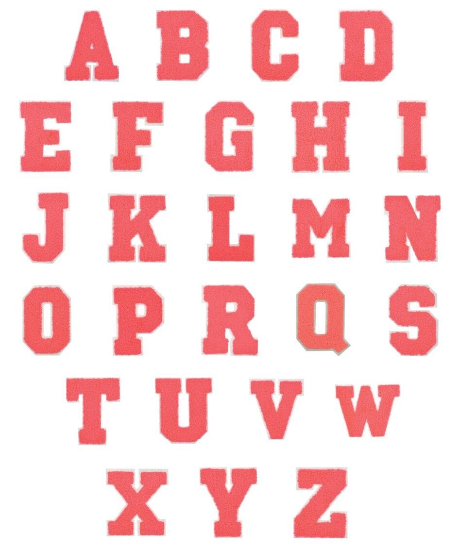 Neon Coral Varsity Alphabet Letters Chenille Iron-on Patch - Etsy
