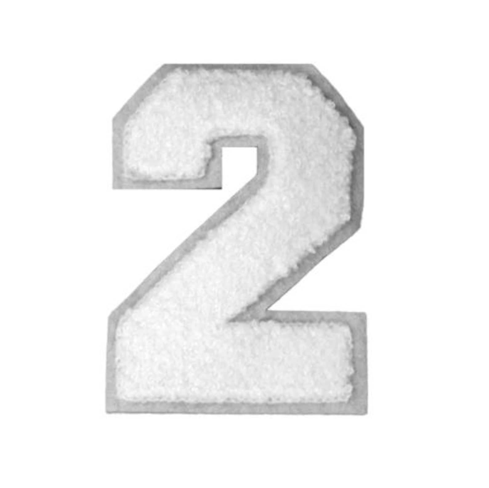 White Varsity Number on White Chenille Iron-on Patch - Etsy