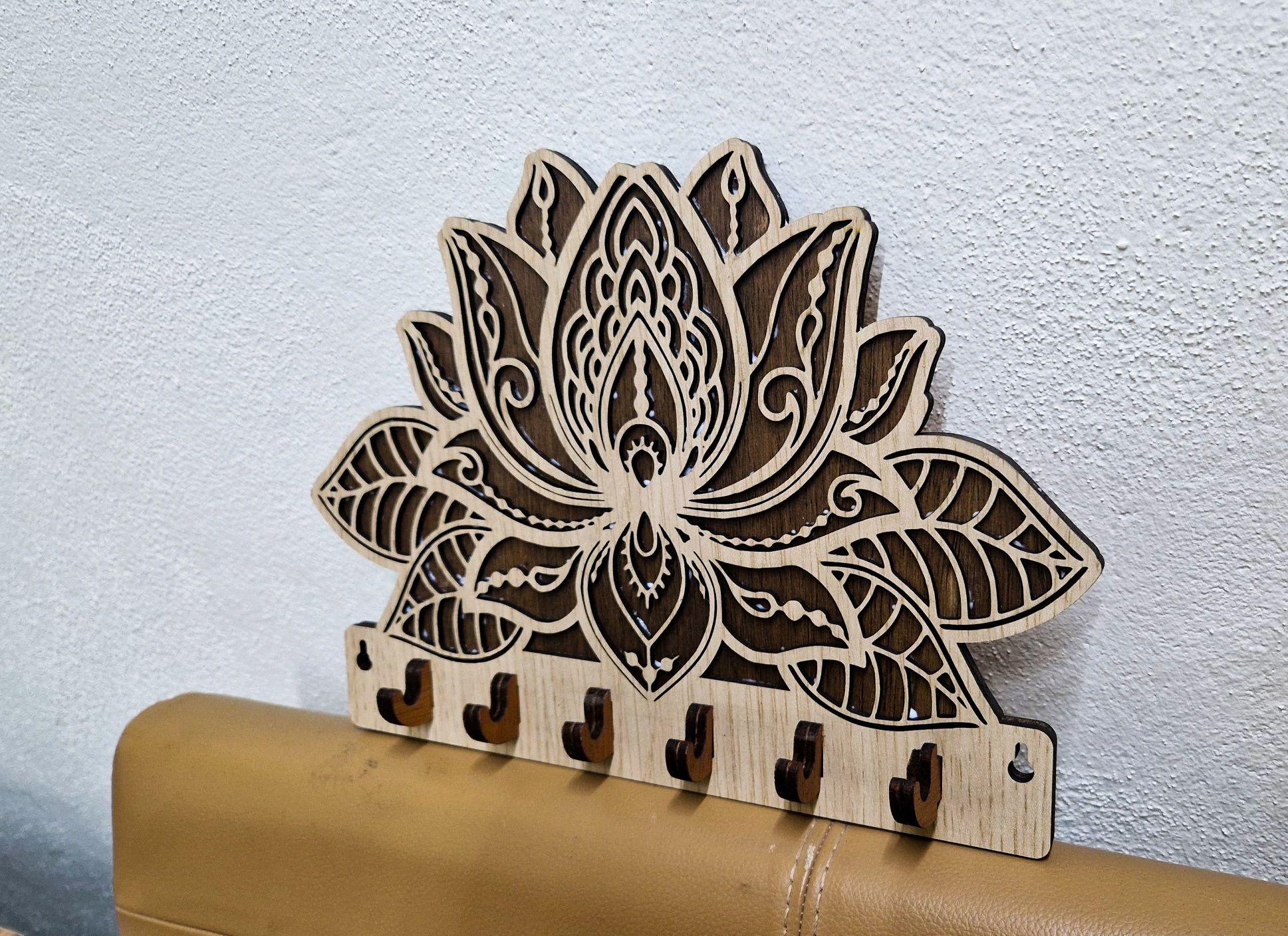 Key Holder Laser Cut File – Mandala Key Rack SVG DXF LBRN2, Wall Key ...