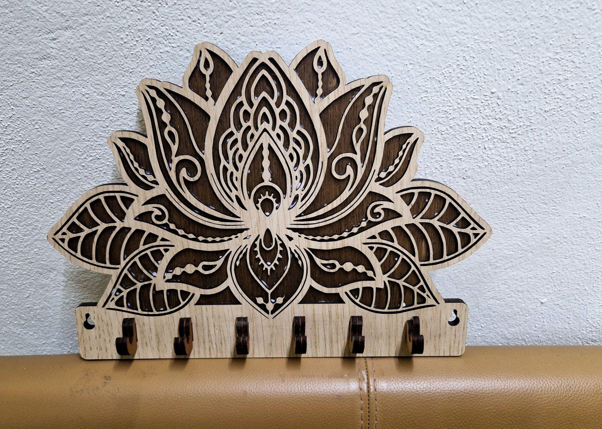 Key Holder Laser Cut File – Mandala Key Rack SVG DXF LBRN2, Wall Key ...