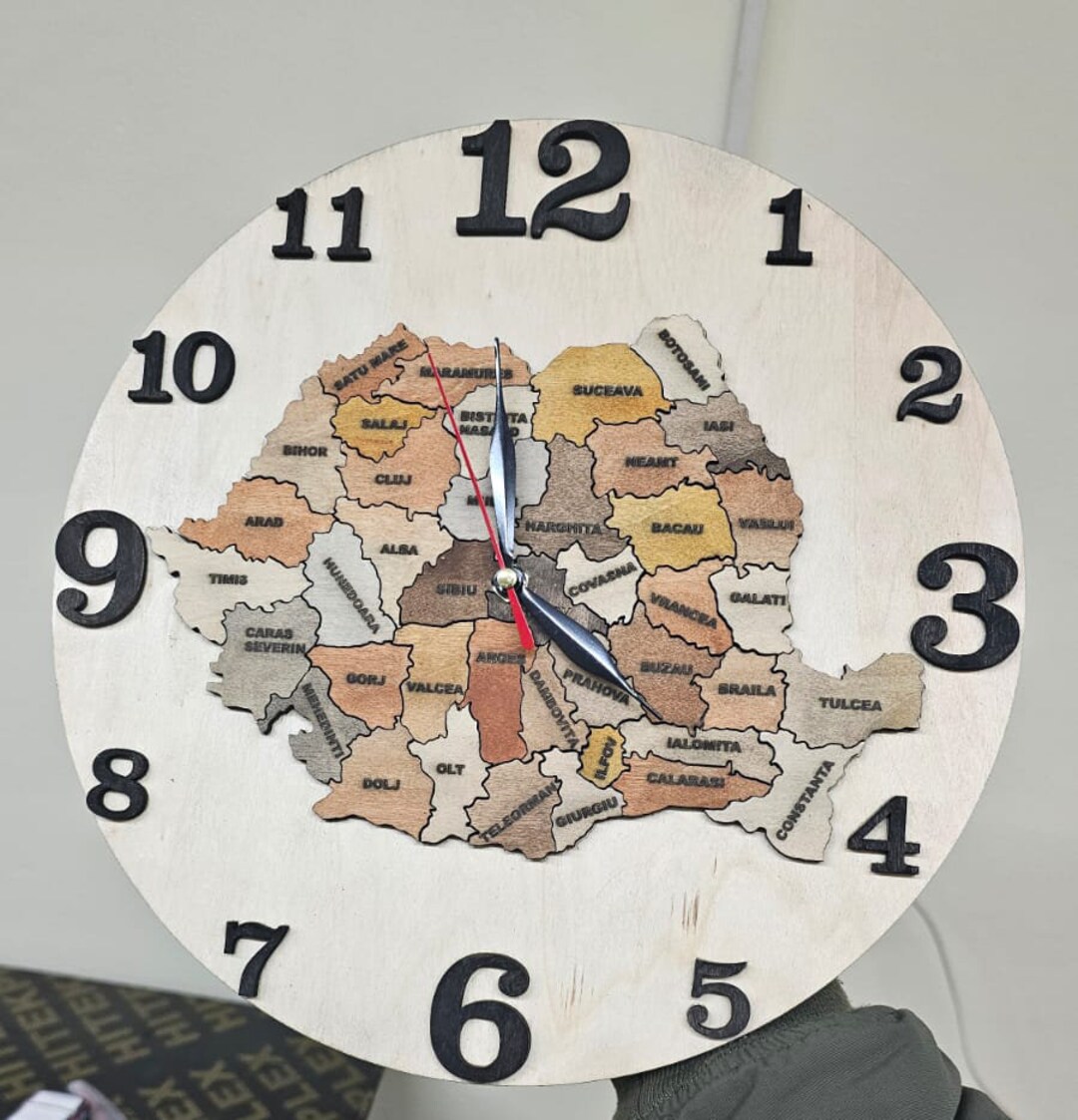 Romania Wall Art Clock With Counties – DXF SVG LBRN2 Vector File for ...