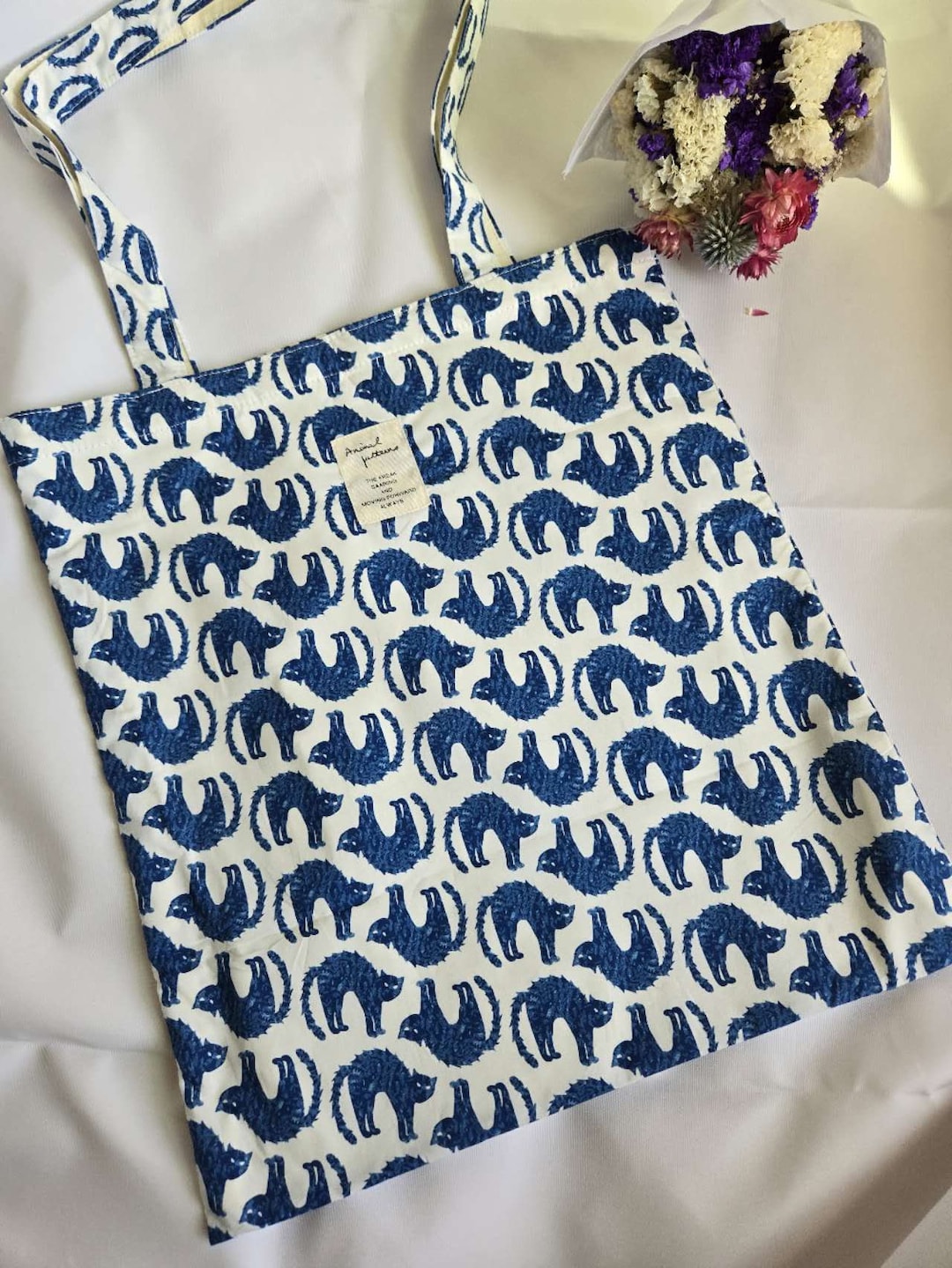 Cute & Simple Cat Pattern Tote Bag for Spring | Cute Tote Bag | School ...