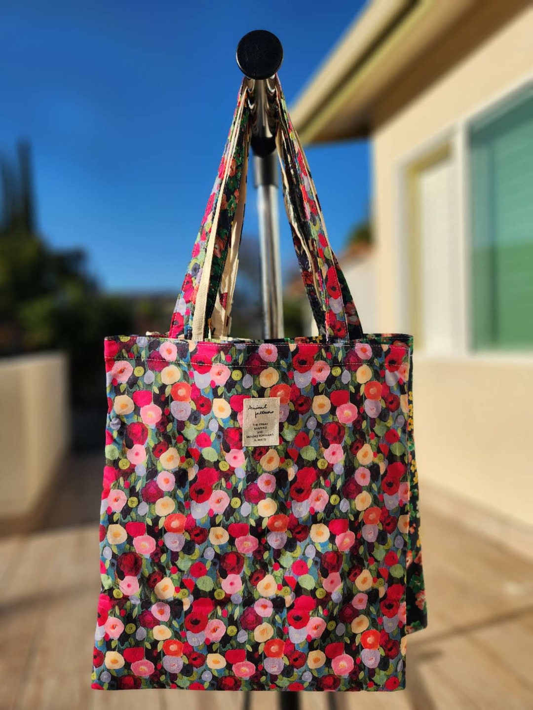 Floral Pattern Tote Bag for Spring | Cute Tote Bag | School Tote Bag ...