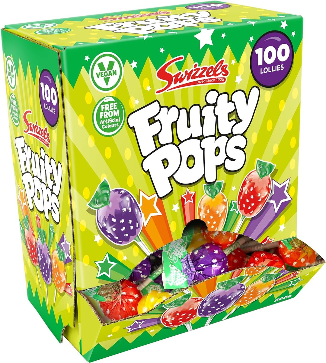 Swizzels Fruity Pops Dispenser Box, Vegan Friendly Sweets, 100 ...
