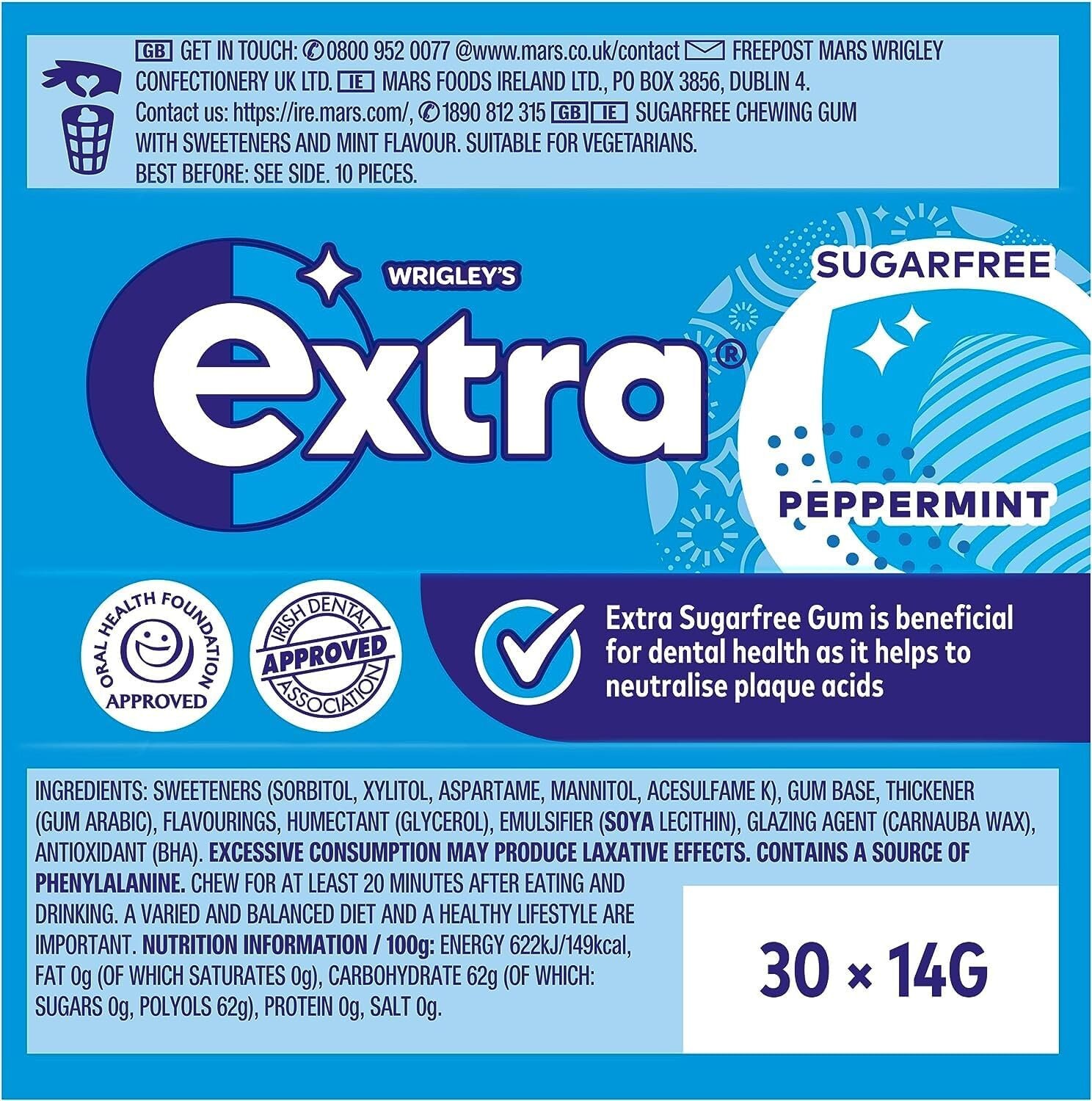 Wrigleys Extra Sugar-free Chewing Gum Refreshing Peppermint - Etsy