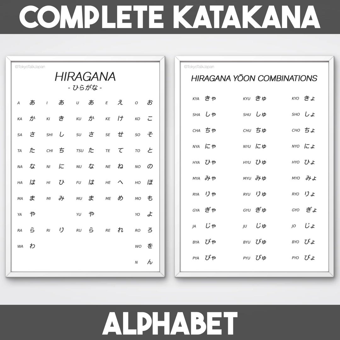 Japanese Katakana Alphabet Complete A4 PDF JPG Format Alphabet Study ...