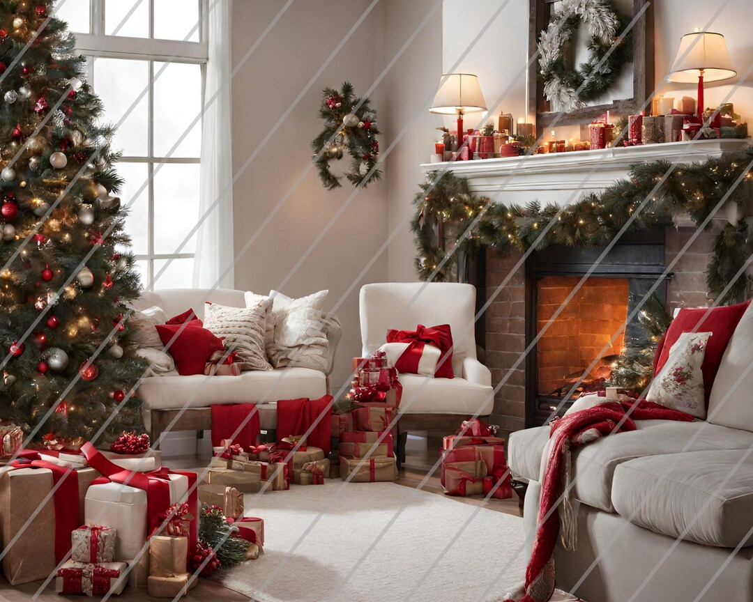Cozy Indoor Christmas, Christmas Holiday Backdrop, Family Xmas ...