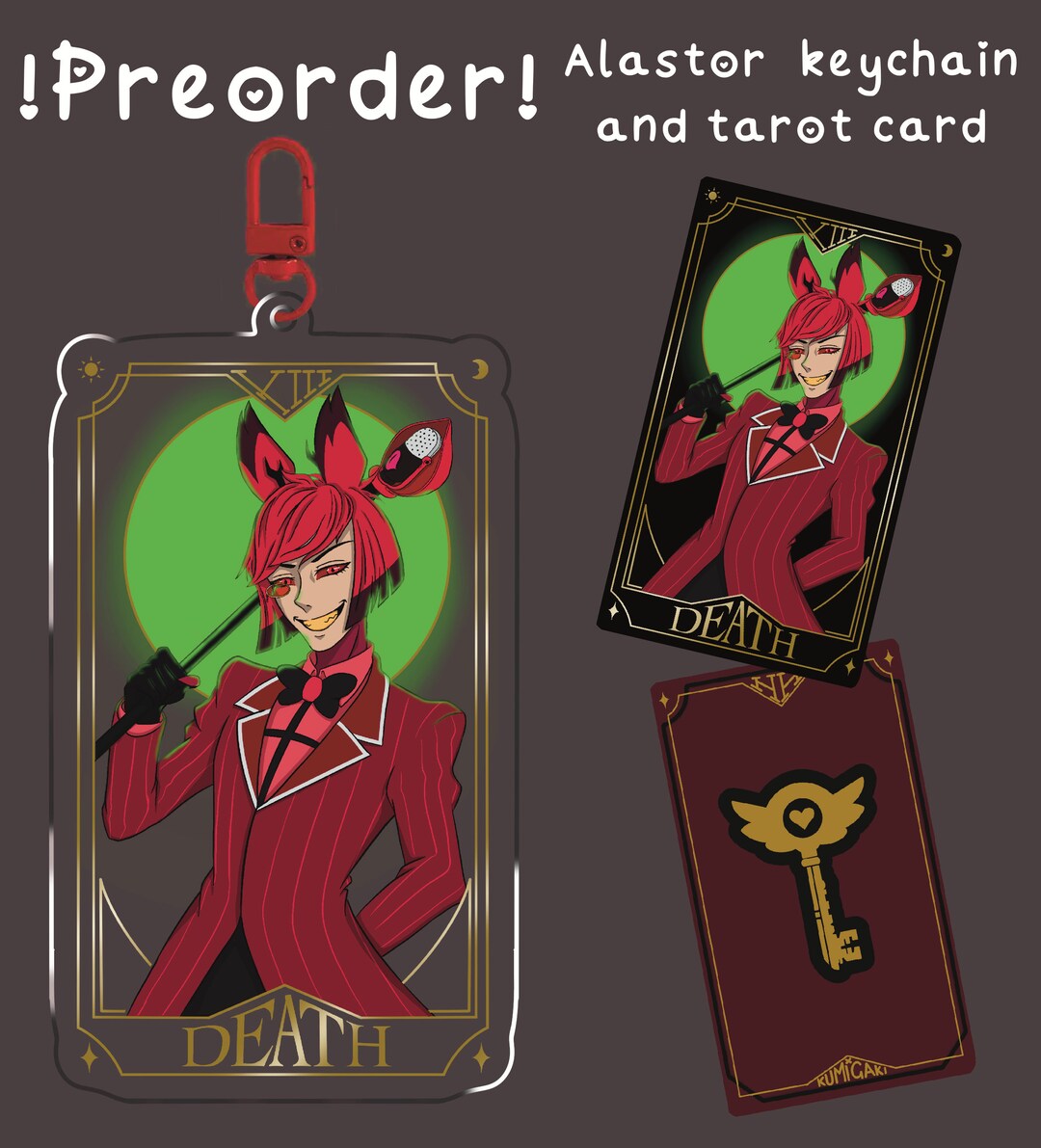 Alastor Death XIII Tarot Fan Made Gold Stamped Keychain and Card - Etsy