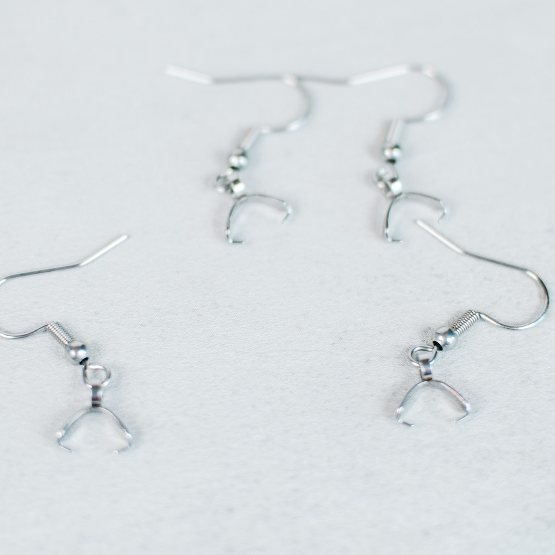 Silver Stainless Steel Pinch Bail Hooks, Pinch Bail Earwires, Ice Pick ...
