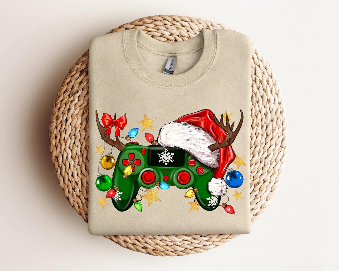 Video Game Controller Christmas Santa Hat Gamer T Shirt,video Game Xmas ...