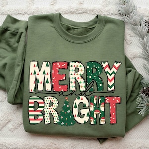 Merry and Bright Sweatshirt, Christmas Sweatshirt, Family Christmas ...