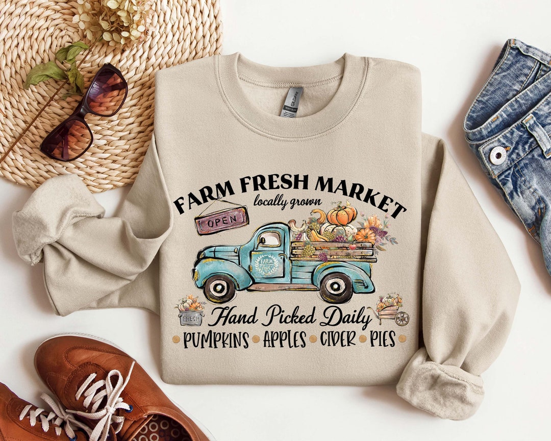 Farm Fresh Pumpkin Sweatshirt, Fall Crewneck Sweatshirt, Pumpkin Shirt ...
