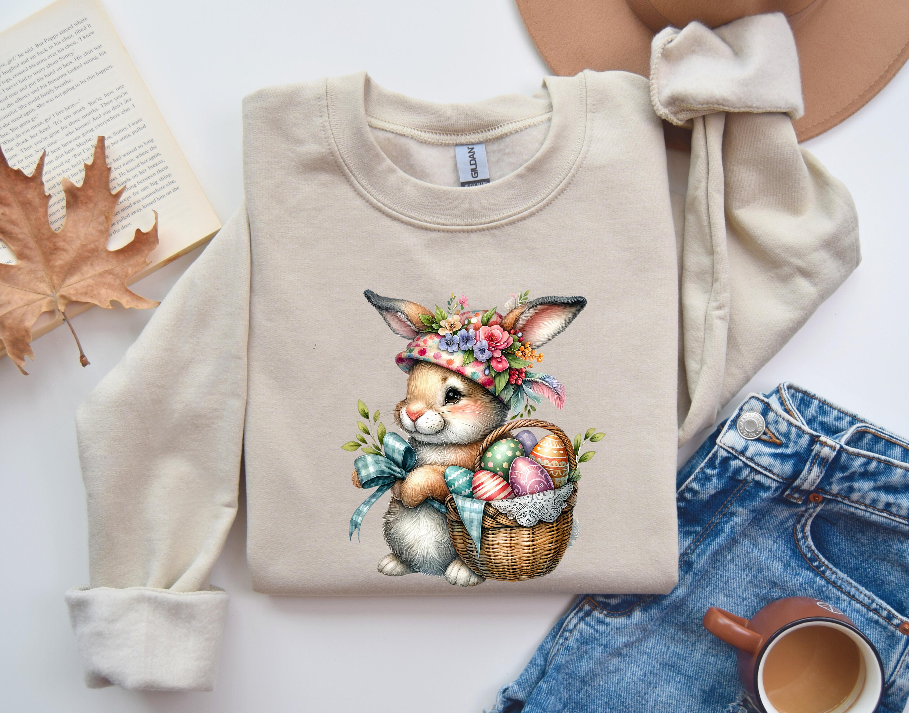 Floral Easter Bunny Sweatshirt, Cute Easter Bunny Sweatshirt ,happy ...