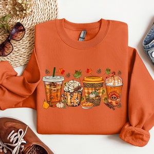 Thanksgiving Coffee Sweatshirt, Coffee Shirt, Pumpkin Shirt, Cute ...