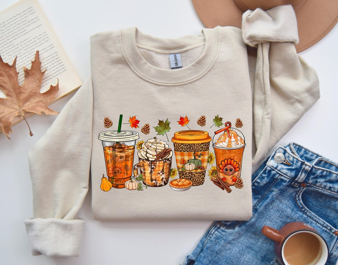 Thanksgiving Coffee Sweatshirt, Coffee Shirt, Pumpkin Shirt, Cute ...