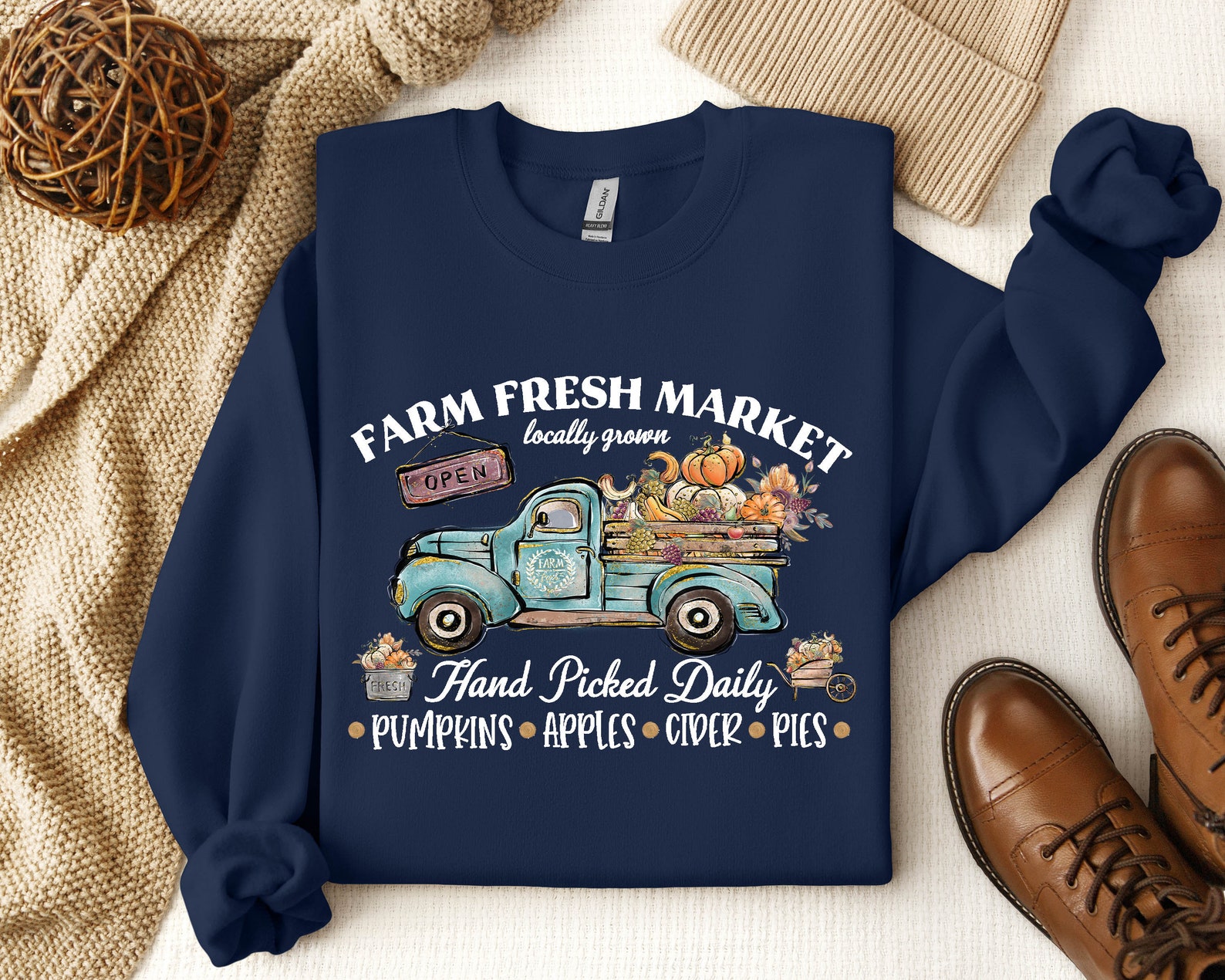 Farm Fresh Pumpkin Sweatshirt, Fall Crewneck Sweatshirt, Pumpkin Shirt ...