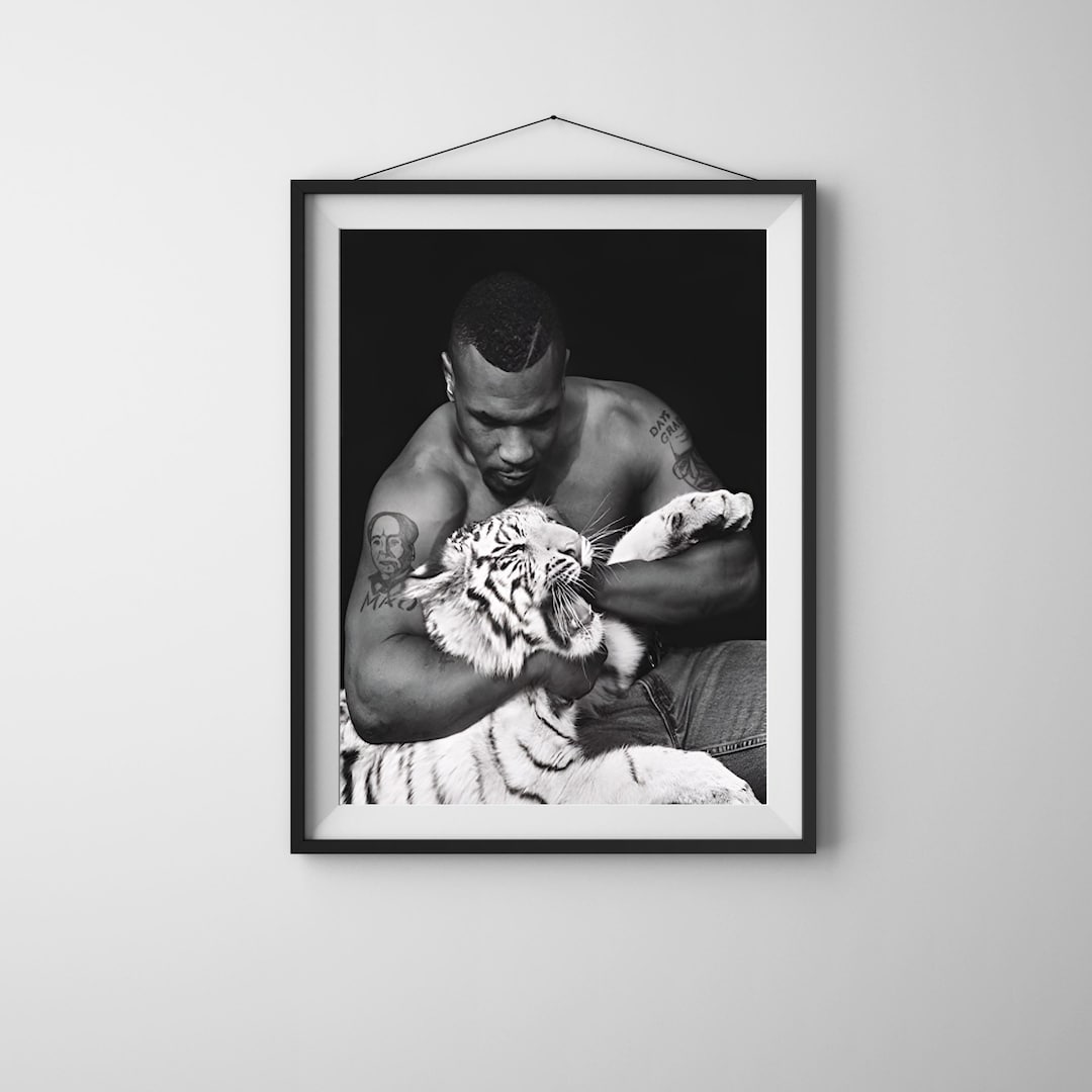 Mike Tyson White Tiger Poster Iron Mike Print Vintage Photo Boxing ...