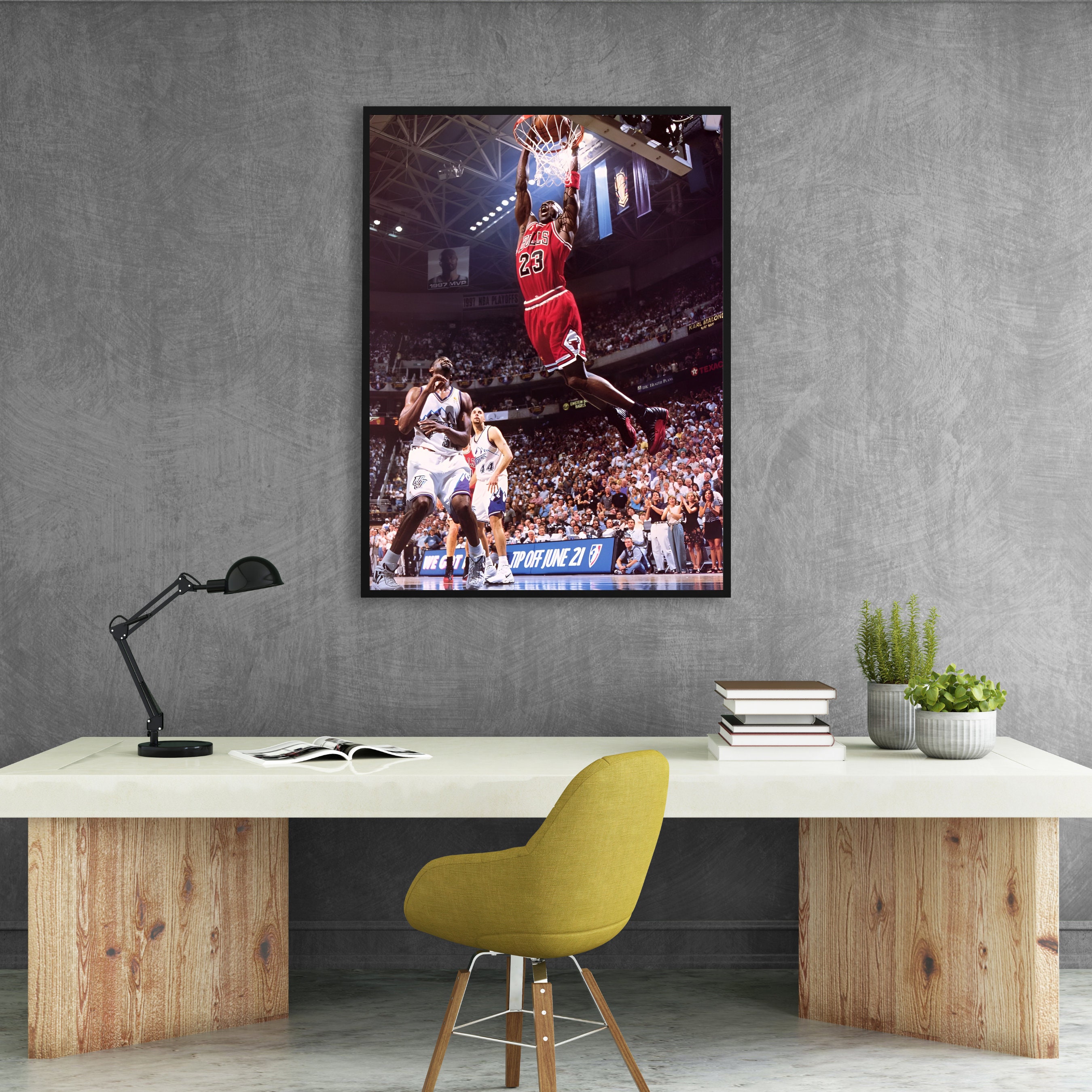 Michael Jordan Classic Slam Dunk Poster NBA Wall Art Basketball Art ...