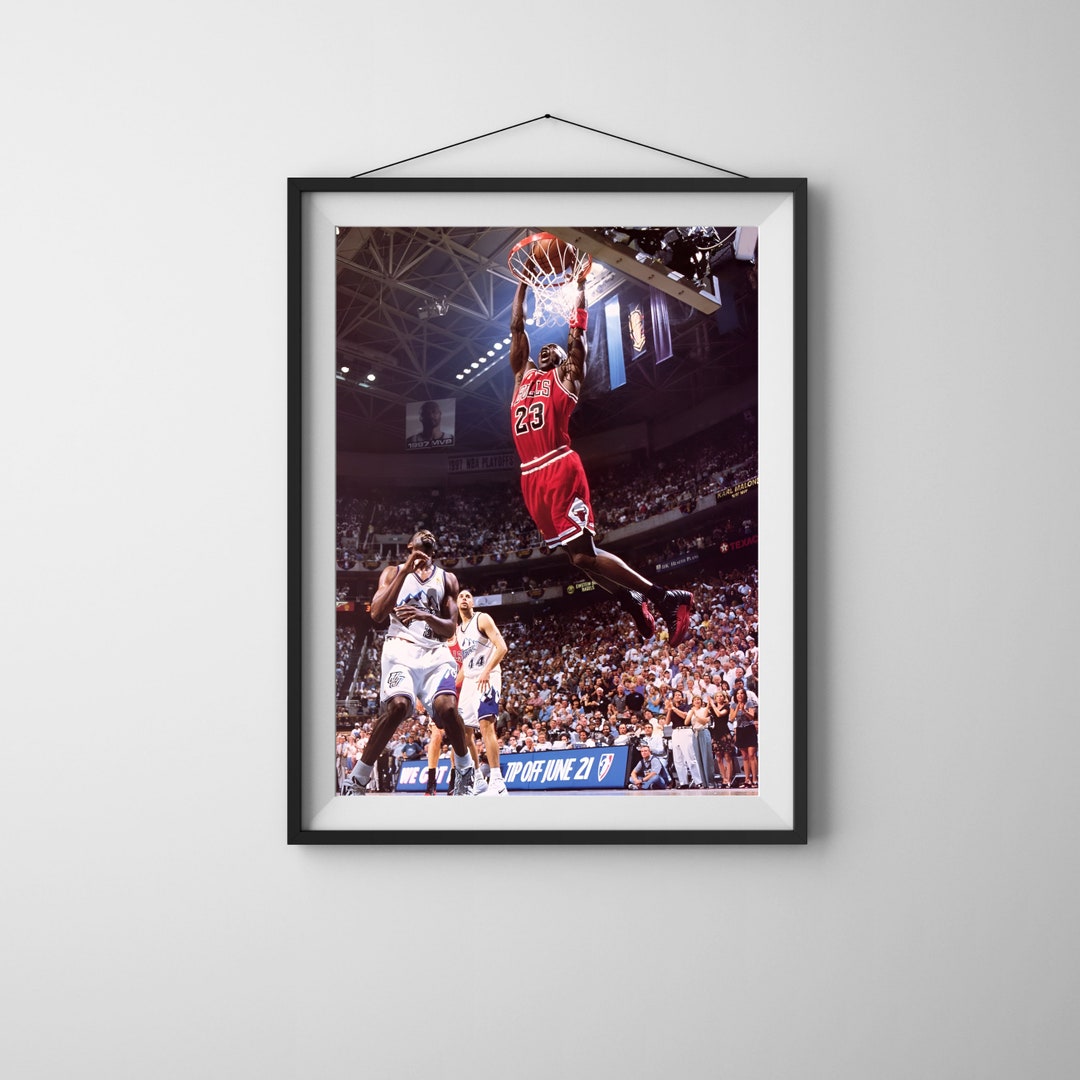 Michael Jordan Classic Slam Dunk Poster NBA Wall Art Basketball Art ...