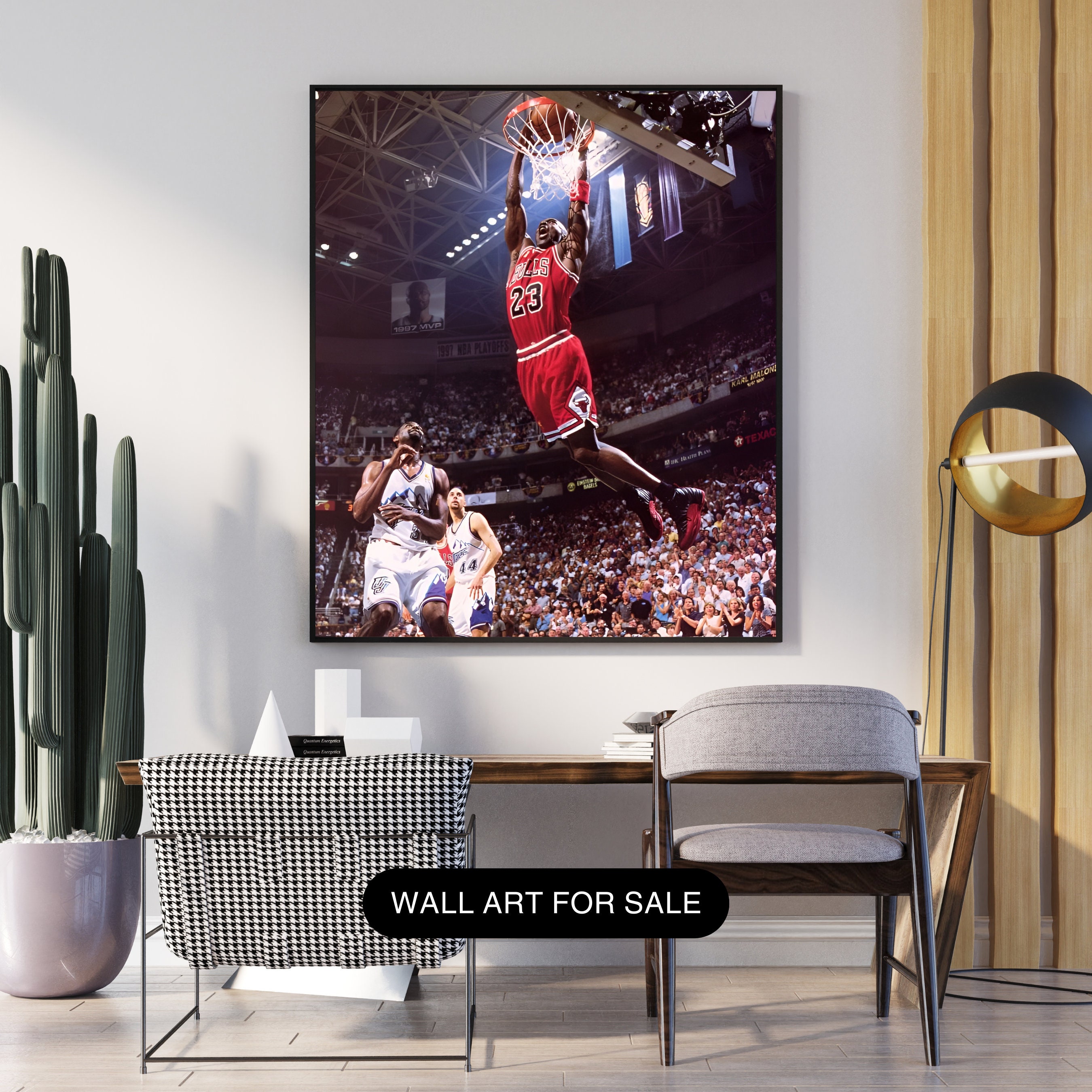 Michael Jordan Classic Slam Dunk Poster NBA Wall Art Basketball Art ...