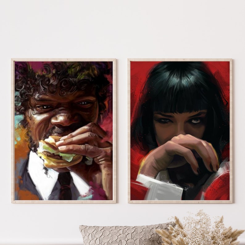Pulp Fiction 1994 Retro Classic Movie Samuel Jackson Burger Scene Uma ...