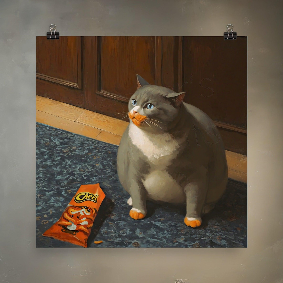 Fat Cat Eats Cheetos and Experiences Existential Dread | Meme Art Re ...
