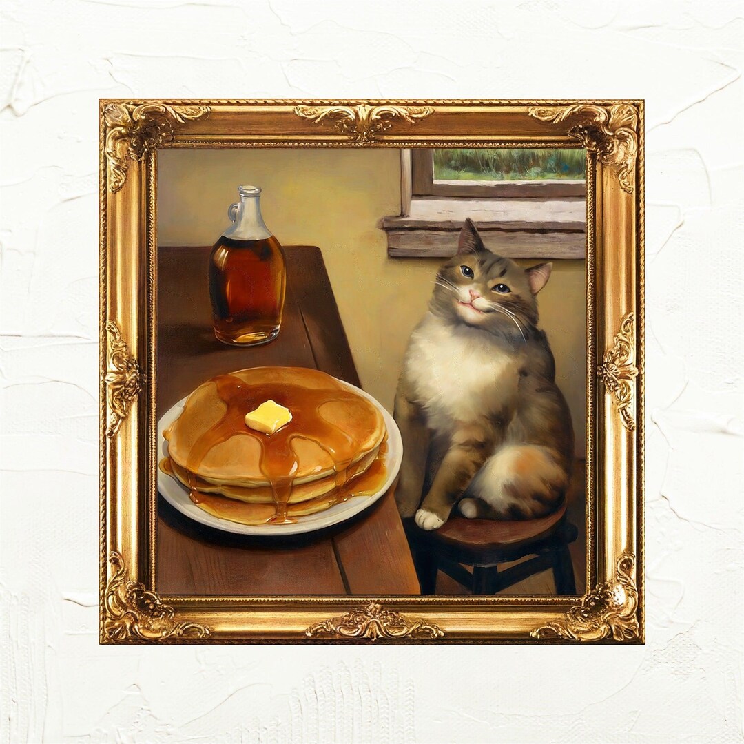Happy Pancake Cat Meme Art Re-imagined in Renaissance Painting Style on ...