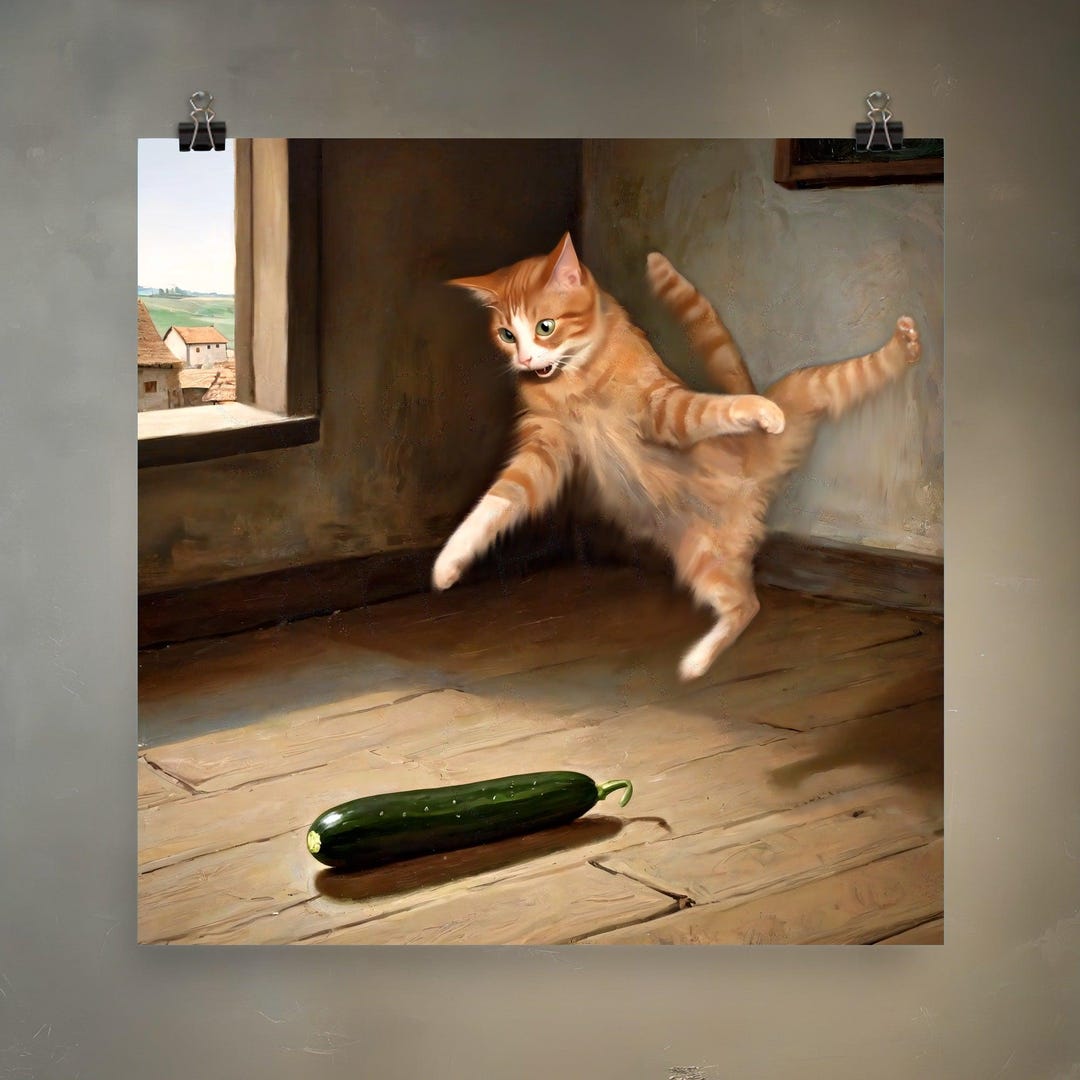 Cat Vs. Cucumber | Meme Art Re-imagined in Renaissance Painting Style ...