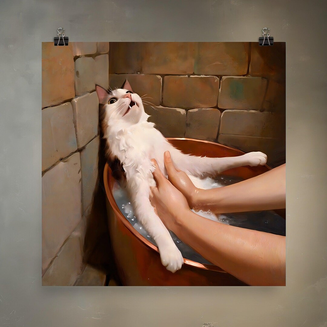 Sad Cat Gets a Bath | Meme Art Re-imagined in Renaissance Painting ...