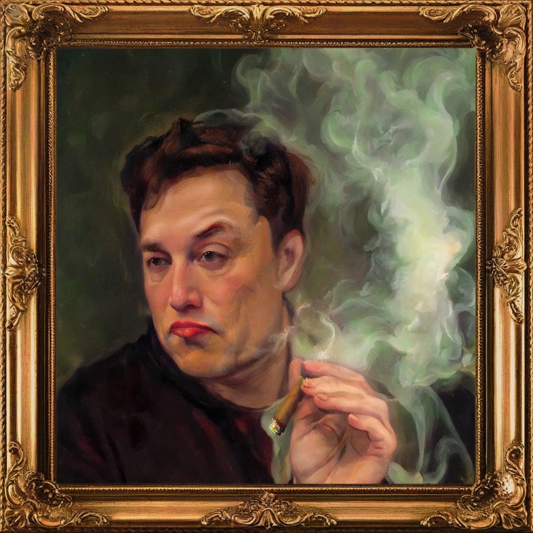 Elon Musk raucht Unkraut Meme Art im Renaissance-Malstil auf Premium ...