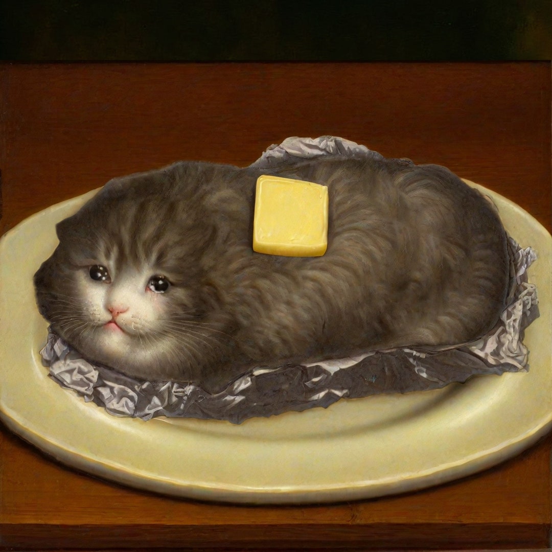 Crying Potato Cat Meme Art Print Sad Cat Renaissance - Etsy