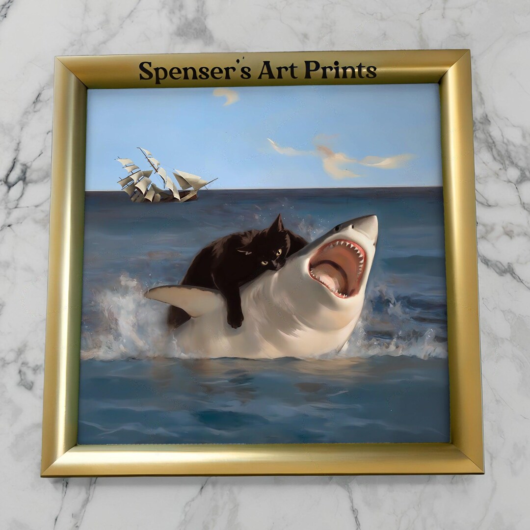Fat Cat Vs. Shark Meme Art Re-imagined in Renaissance Painting Style on ...