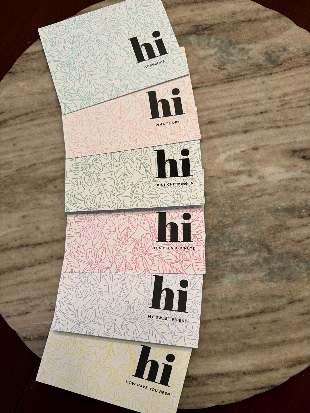 Floral "hi" Greeting Card Set – Handmade Note Cards for Just Because ...