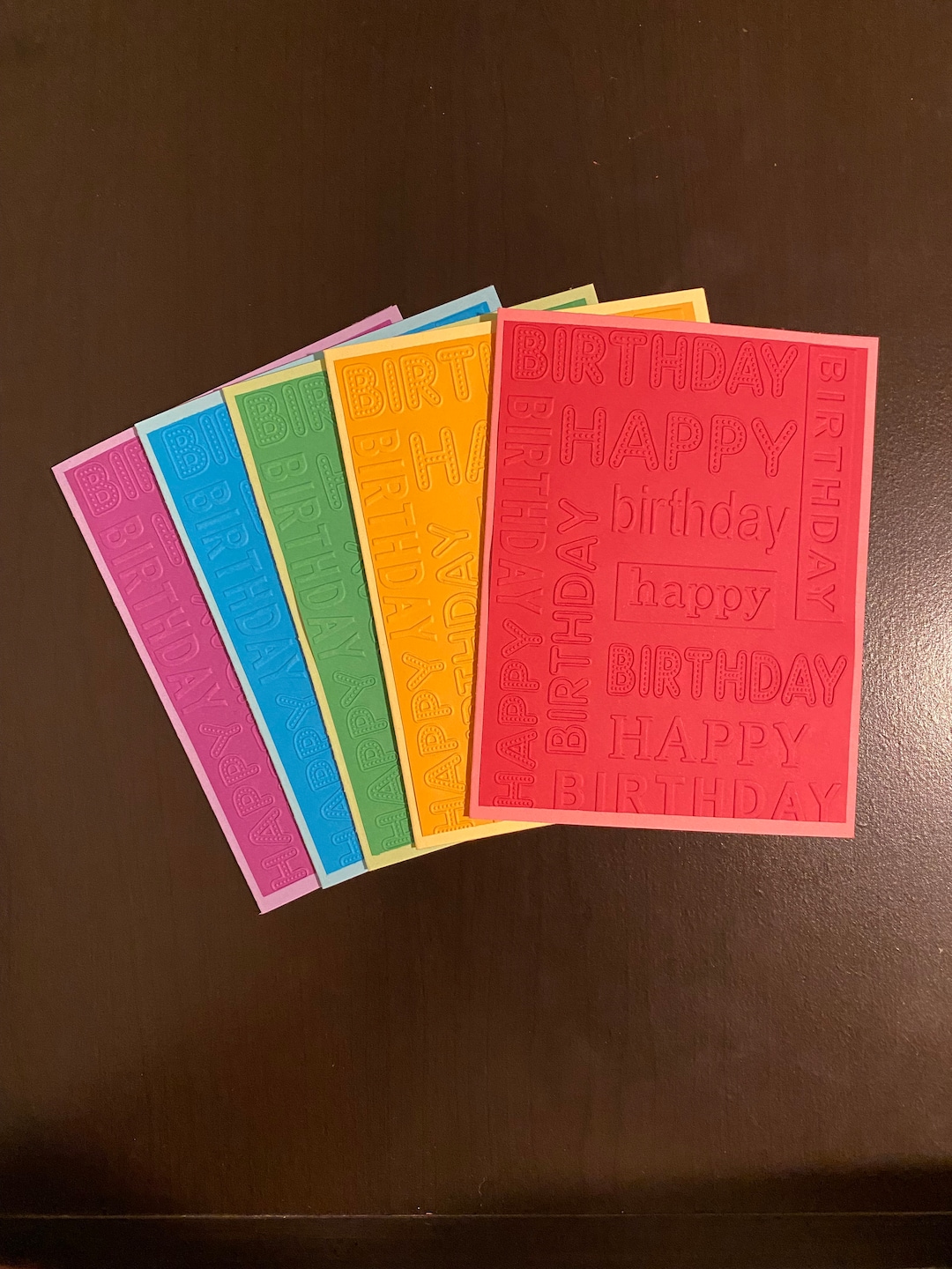 Happy Birthday Cards Embossed Set of 5 Handmade - Etsy