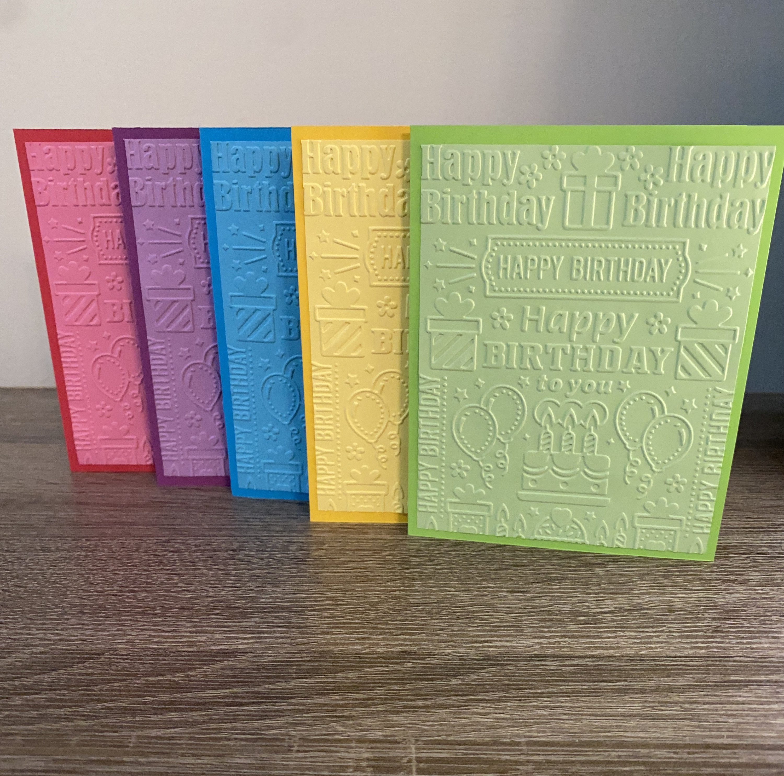 Happy Birthday Cards, Embossed, Set of 5, Handmade - Etsy