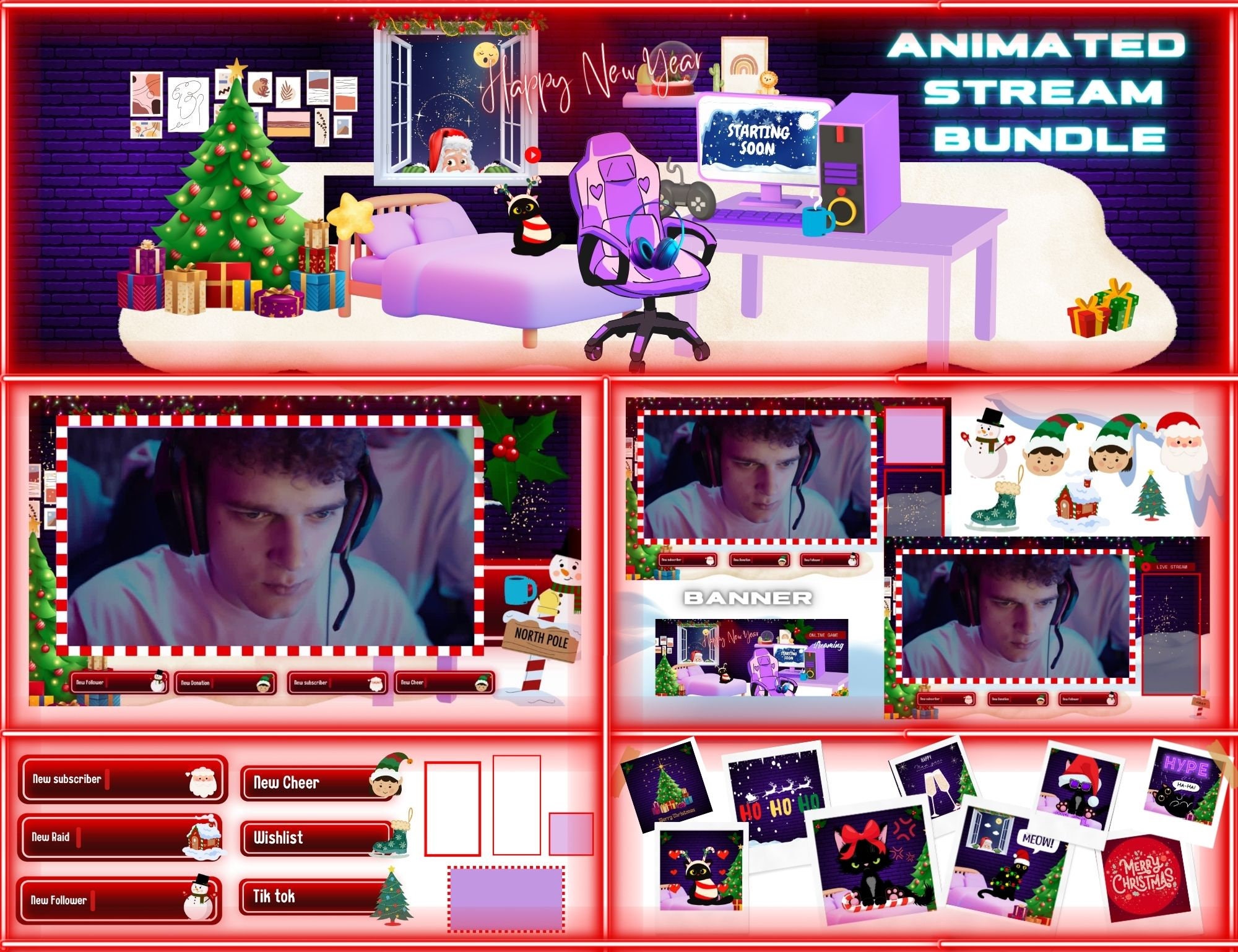 Christmas Stream Overlay Pack - Twitch Stream Screens - Winter- New ...