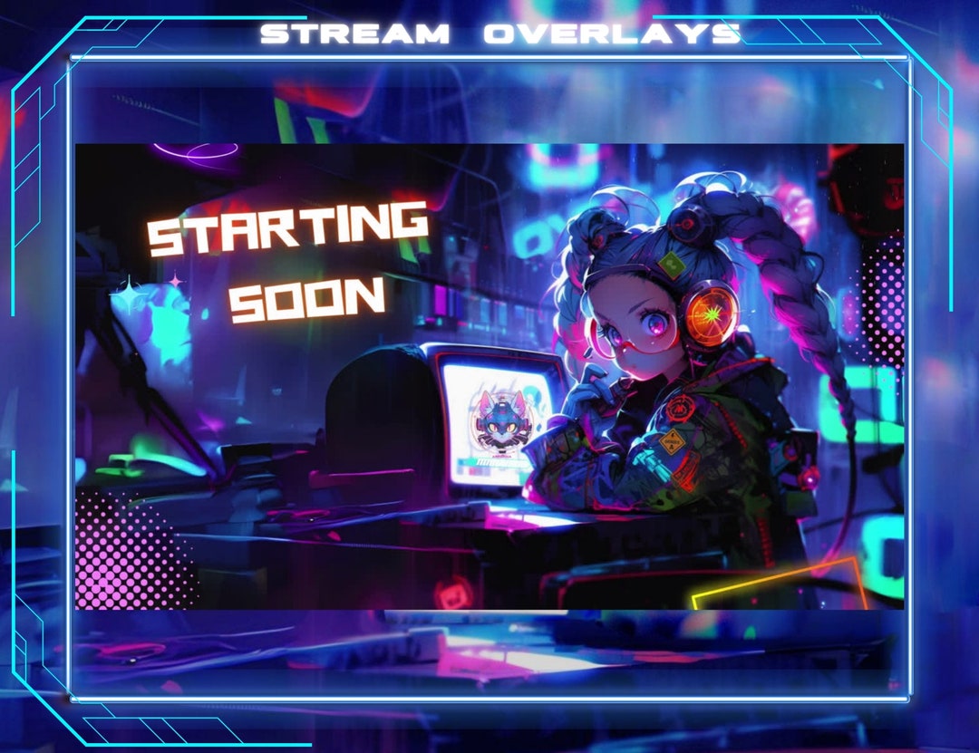 Cyberpunk Streamer Overlay, Futuristic Girl Streamer Overlay ...