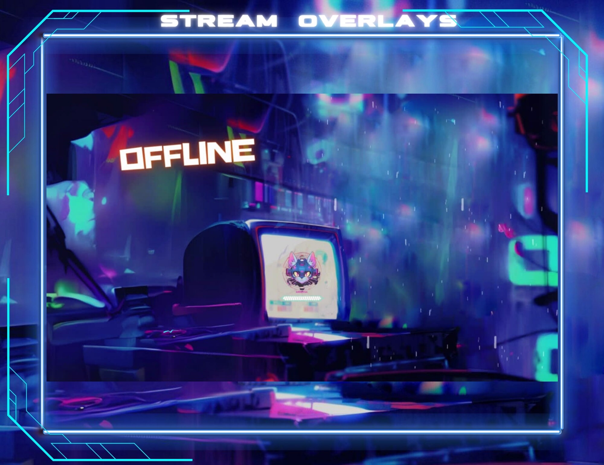 Cyberpunk Streamer Overlay, Futuristic Girl Streamer Overlay ...