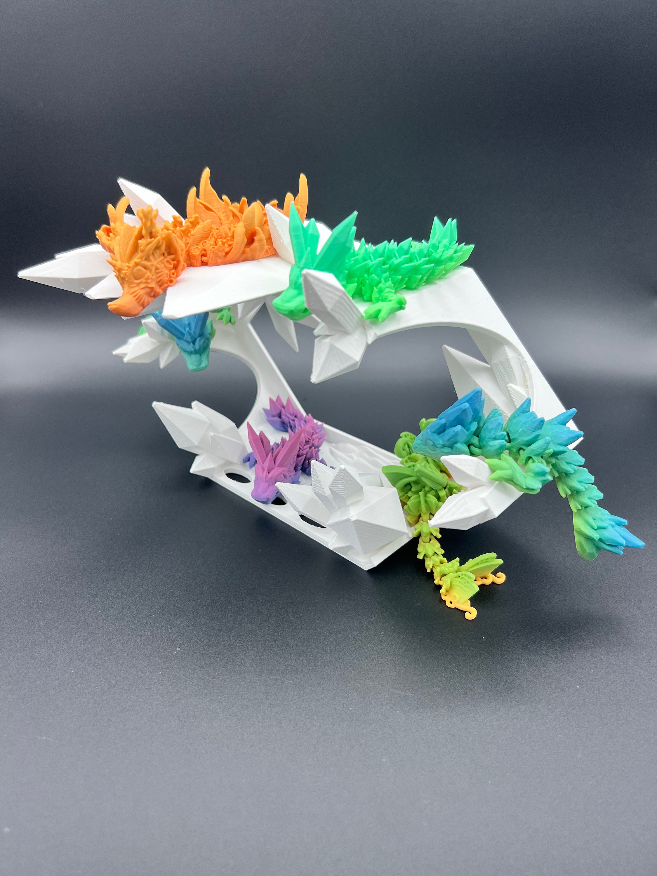 Crystal Cave Articulated Dragon Stand 3D Printed Display by - Etsy