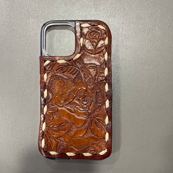 Tooled Leather Phone Case - Etsy