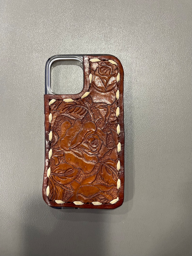 Tooled Leather Phone Case - Etsy