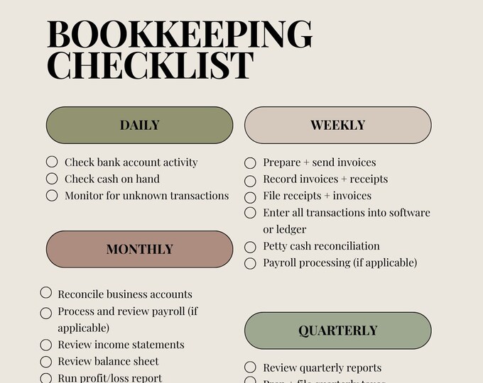 Bookkeeping Checklist - Etsy
