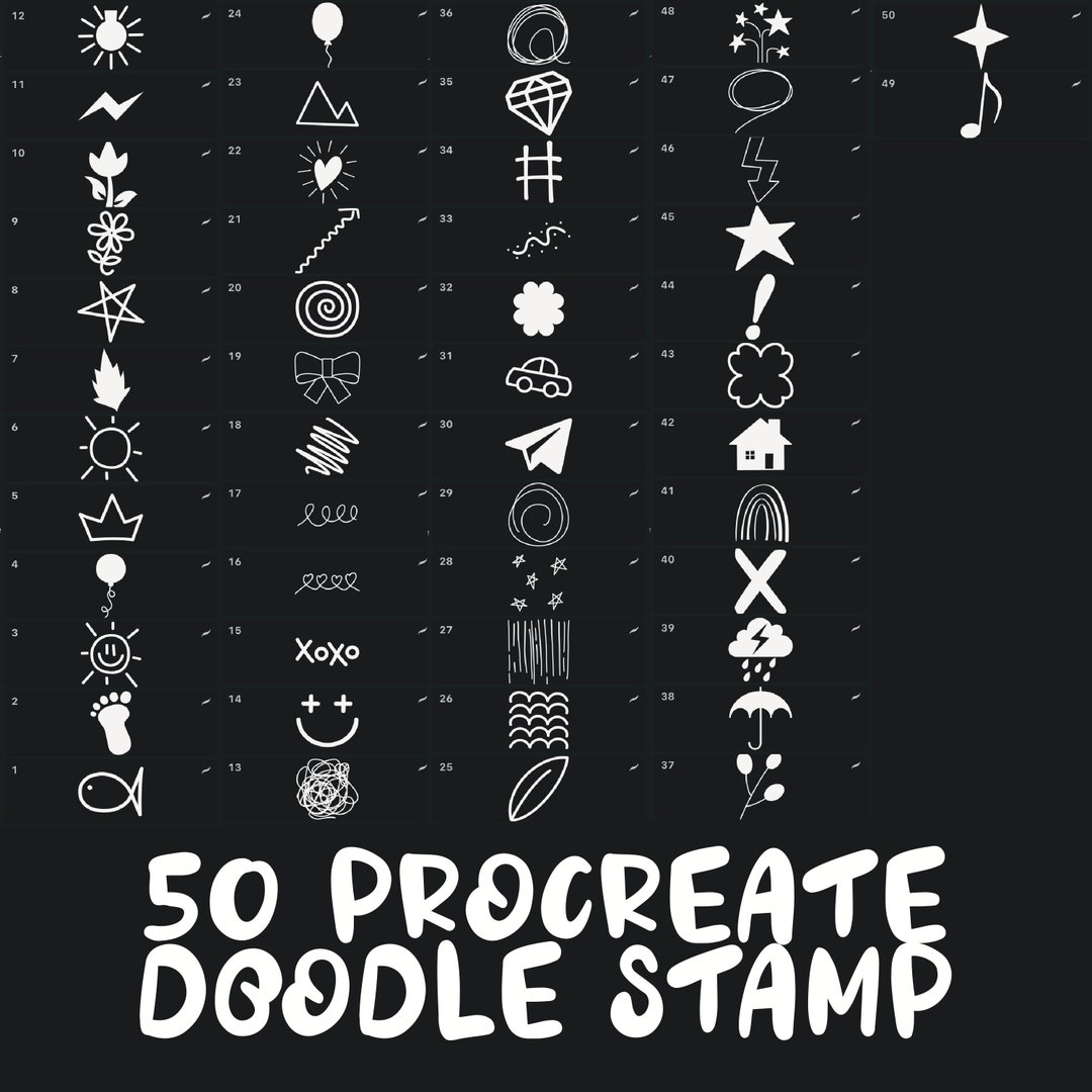 Doodle Procreate Stamp, Hand Drawing Doodle Brush, Procreate Shape ...