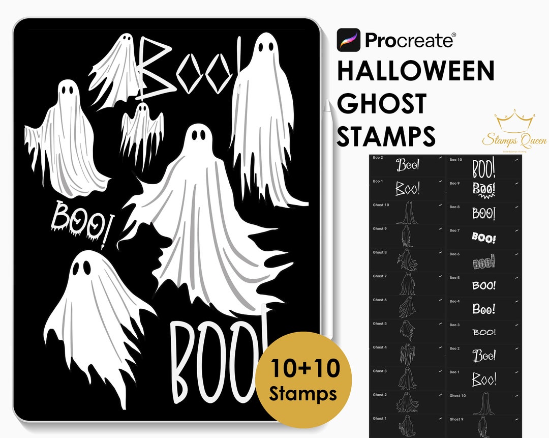 Procreate Halloween Ghost Stamp, Procreate Brush, Horror Stamp ...