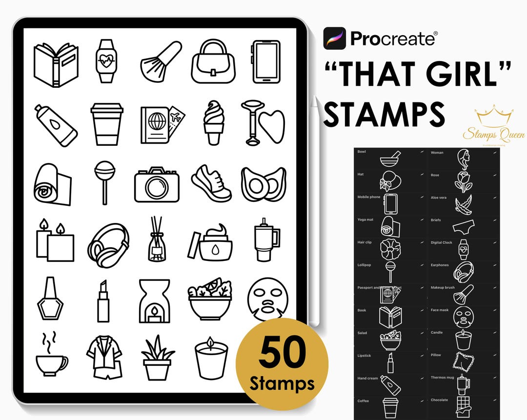 That Girl Procreate Stamps – Aesthetic Icons for Digital Planners & Art ...