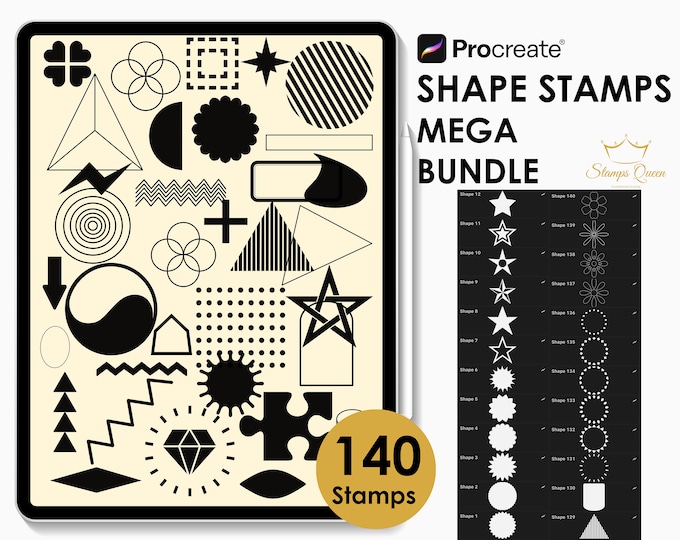 Geometric Shape Stamps Mega Bundle: Procreate Stamps (digital Download ...